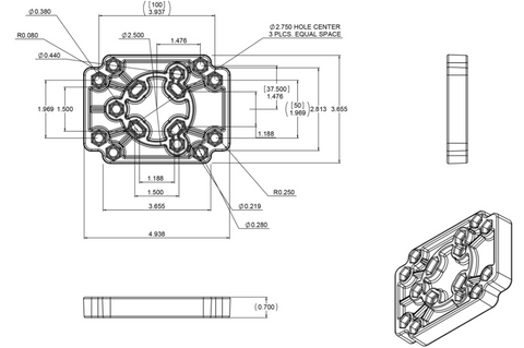 RAP-356U RAM Mounts Adapt-To-RAM™ Hole Pattern Plate Adapter - Synergy ...